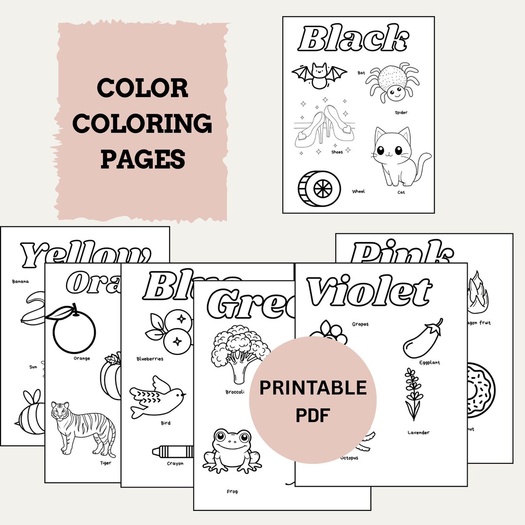 Learn the Colors Coloring Book for Kids Printable Activity Bundle ...