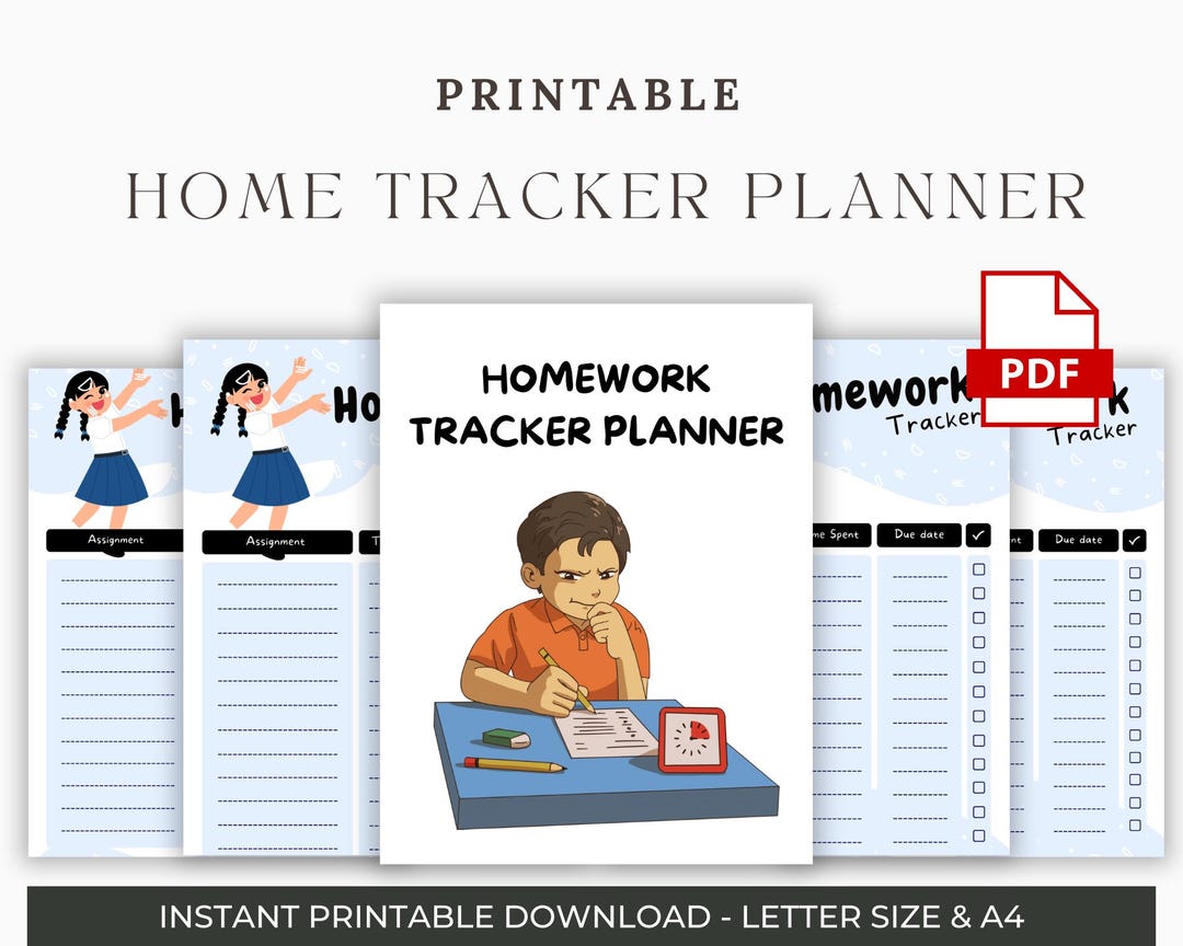 Homework Log Printable | Homework Tracker for Kids | Printable Homework ...