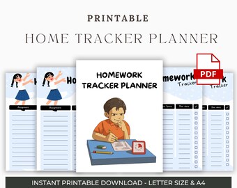 Homework Tracker for Kids |homework Log Printable | Printable Homework ...