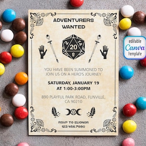 Dungeons and Dragons Party Invite, D&D Birthday Invitation, Editable ...