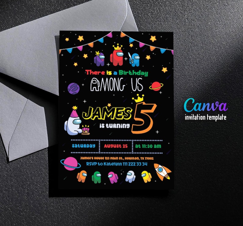 Among Us Birthday Party Invitation Template, Among Us Birthday Invitate ...