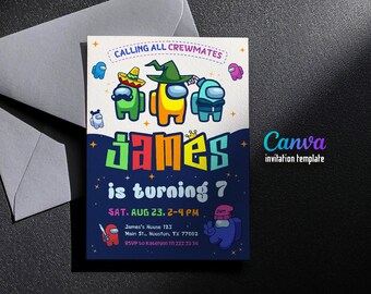 Among Us Birthday Party Invitation Template, Among Us Birthday Invitate ...