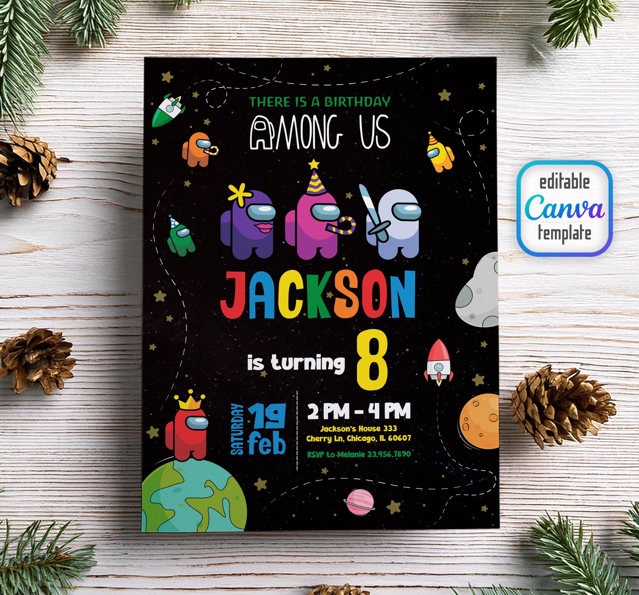 Among Us Birthday Party Invitation Template, Among Us Birthday Invitate ...