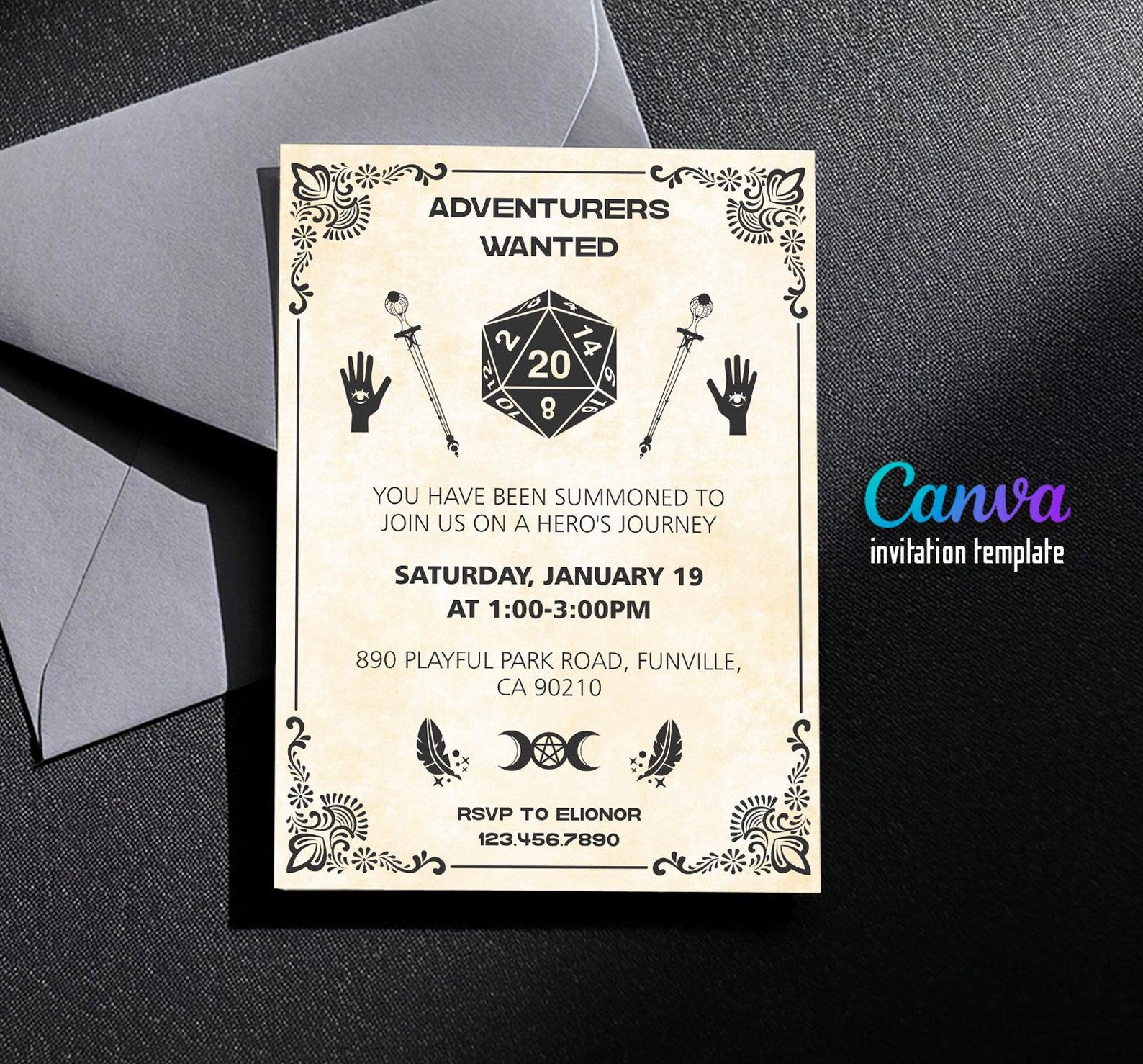 Dungeons and Dragons Party Invite, D&D Birthday Invitation, Editable ...