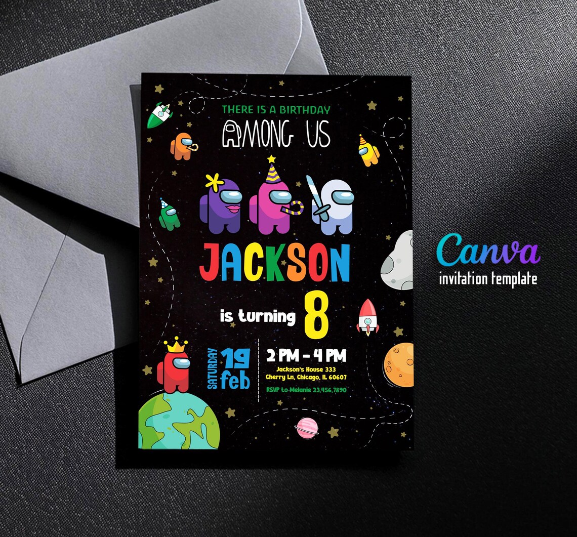 Among Us Birthday Party Invitation Template, Among Us Birthday Invitate ...
