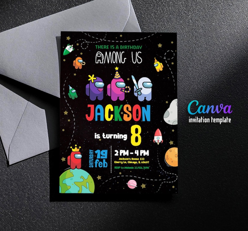 Among Us Birthday Party Invitation Template, Among Us Birthday Invitate ...