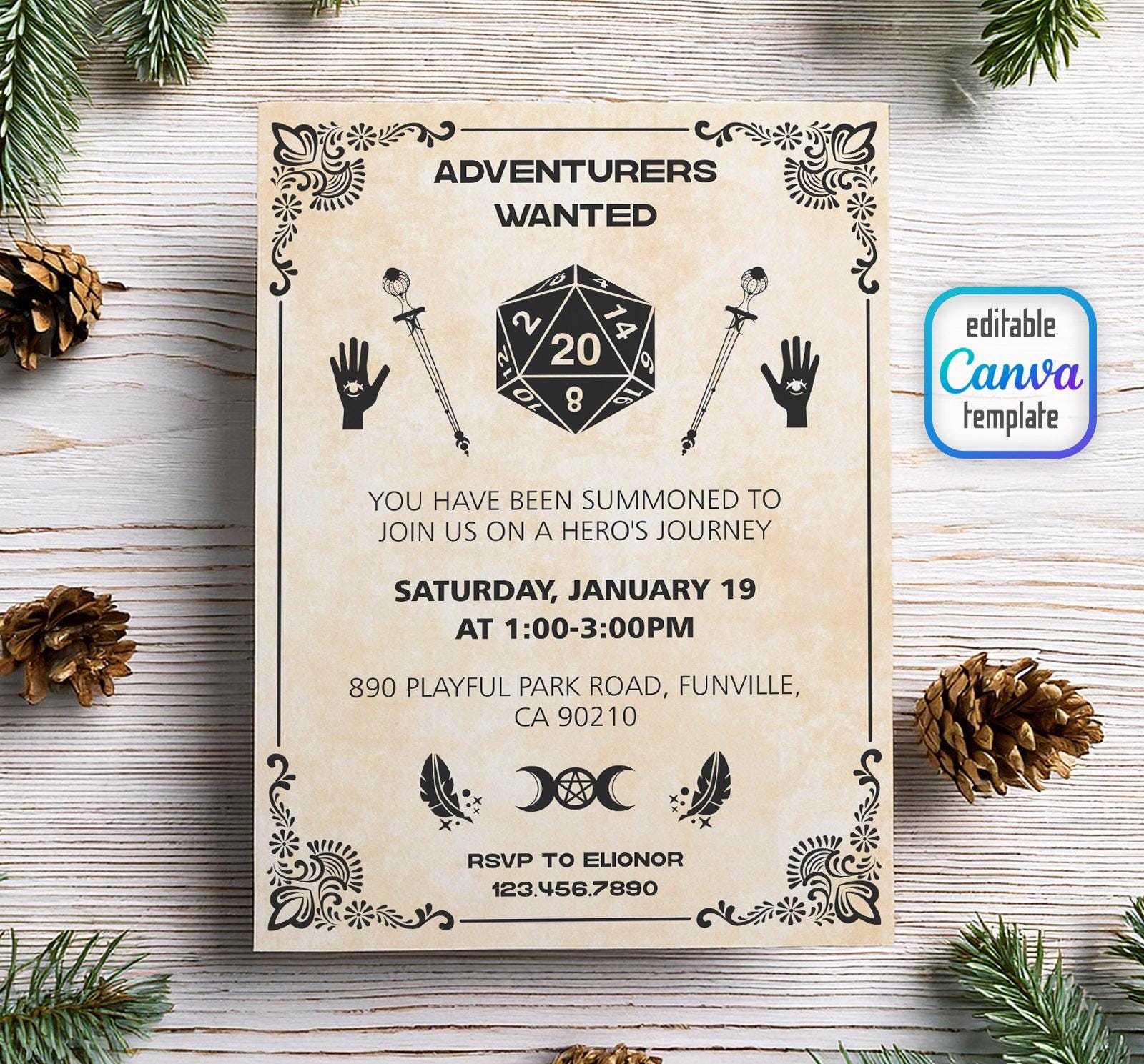 Dungeons and Dragons Party Invite, D&D Birthday Invitation, Editable ...