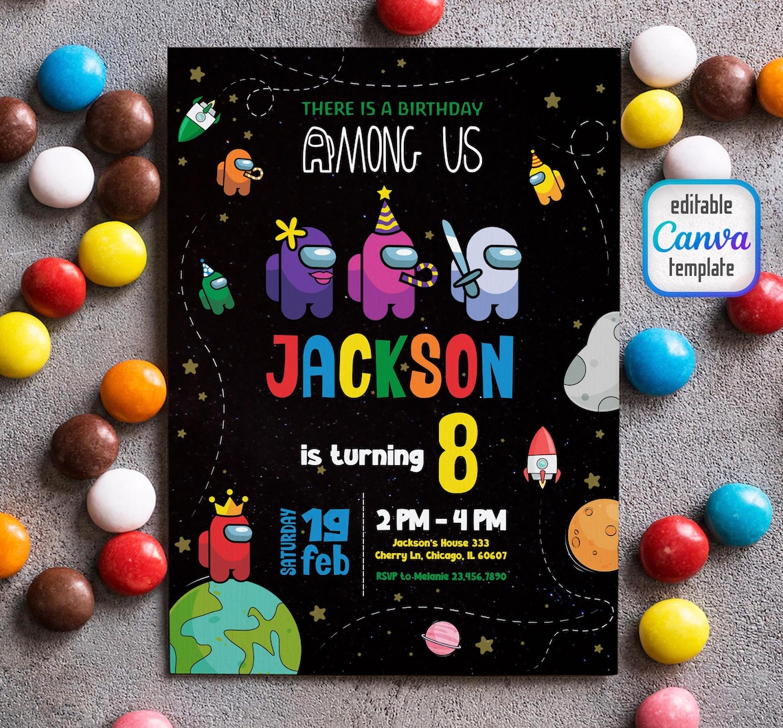 Among Us Birthday Party Invitation Template, Among Us Birthday Invitate ...