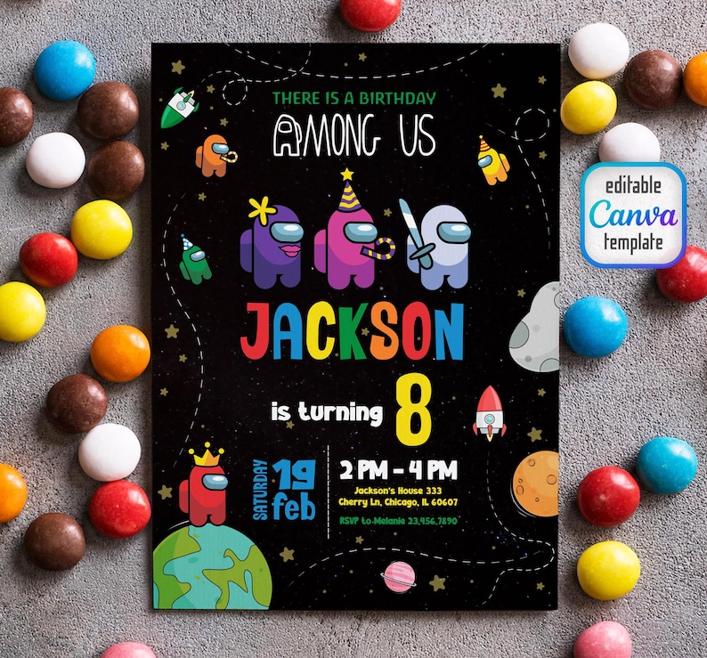 Among Us Birthday Party Invitation Template, Among Us Birthday Invitate ...