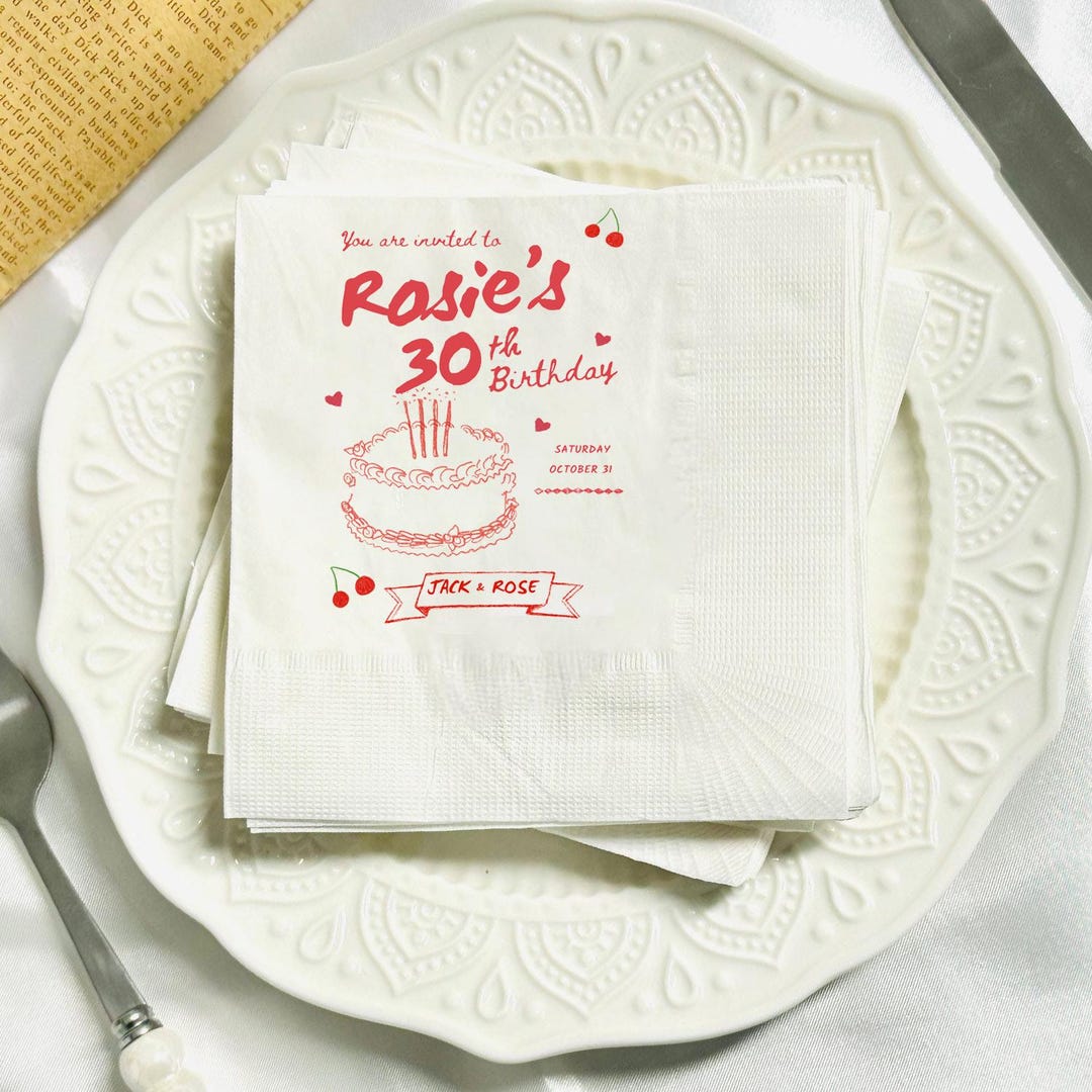 Custom Birthday Napkins, Custom Wedding Cocktail Paper Napkins ...