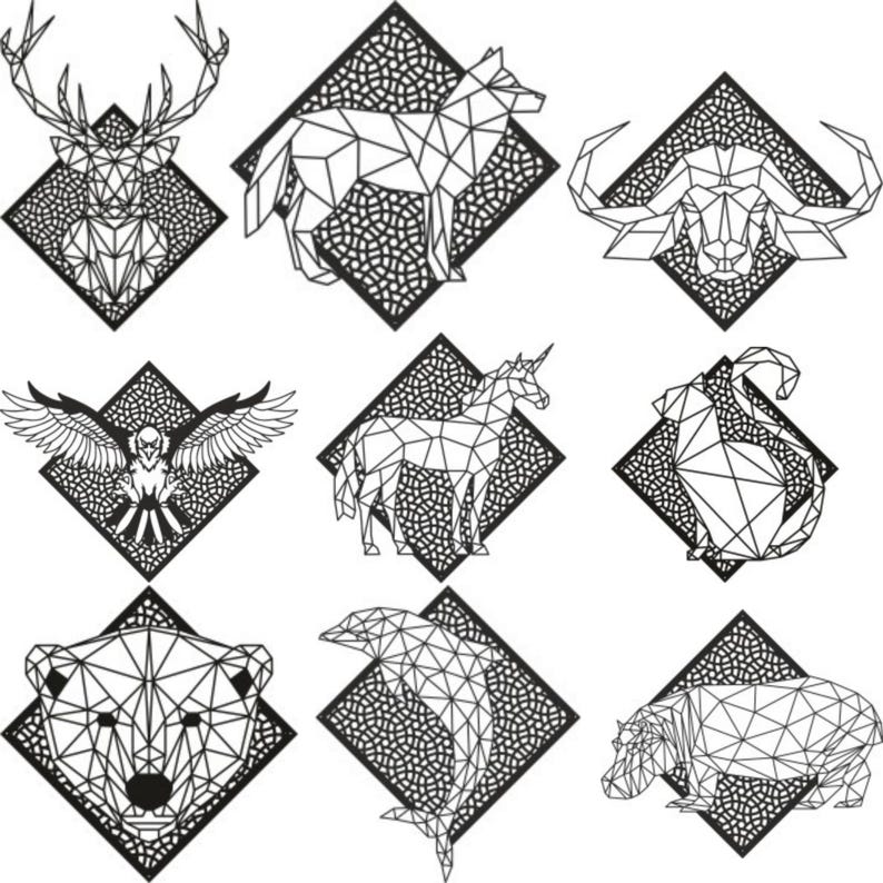 310 Geometric Animal Design Bundle | Modern Animal SVG & DXF Files for ...
