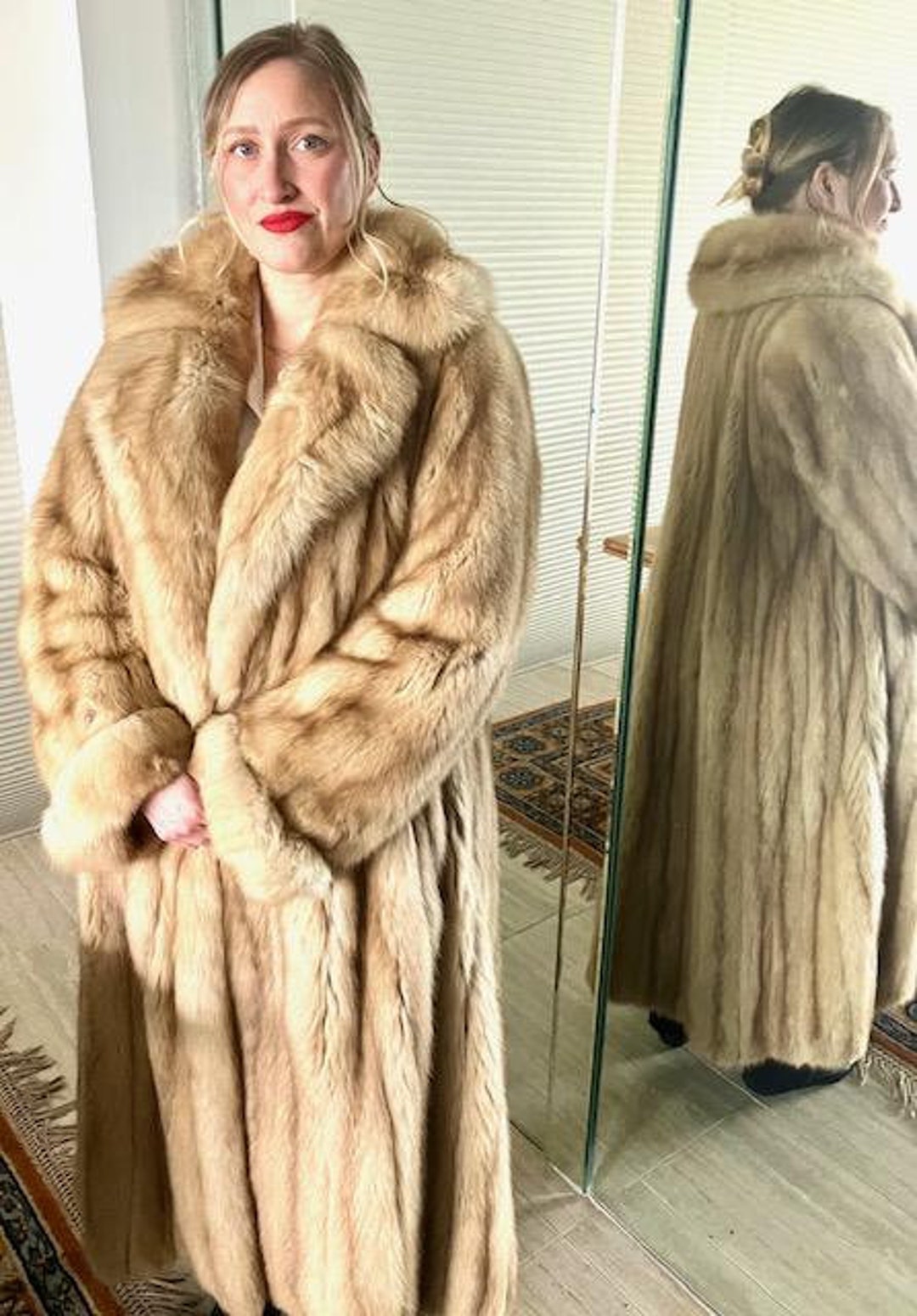 Golden Russian Sable Fur Coat by Miller & Berkowitz Large Sweep (82 In ...