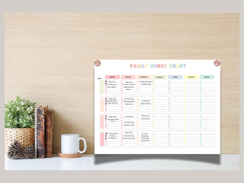 Kids Chore Chart Printable Family Responsibility Teaching Age ...