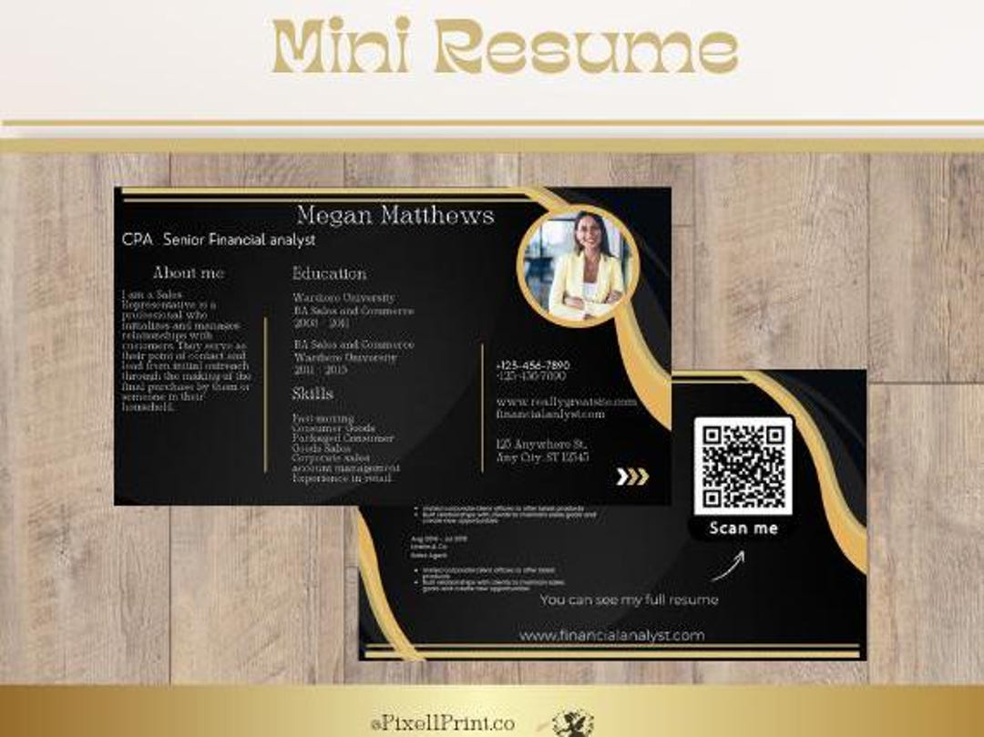 Pocket Resume Template Professional Summary Business Networking Career ...