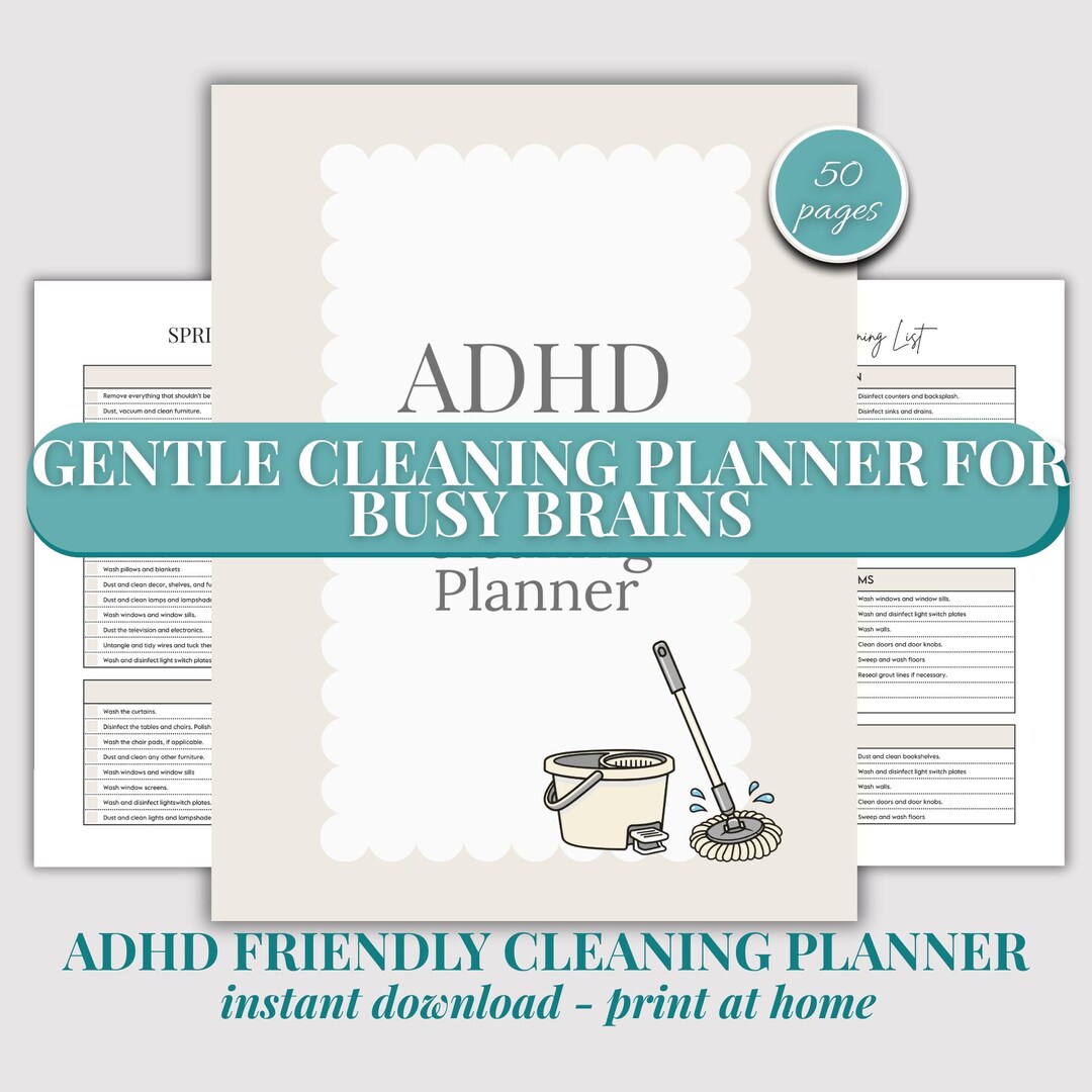 ADHD Cleaning Planner Printable Simple Home Cleaning Schedule Declutter ...
