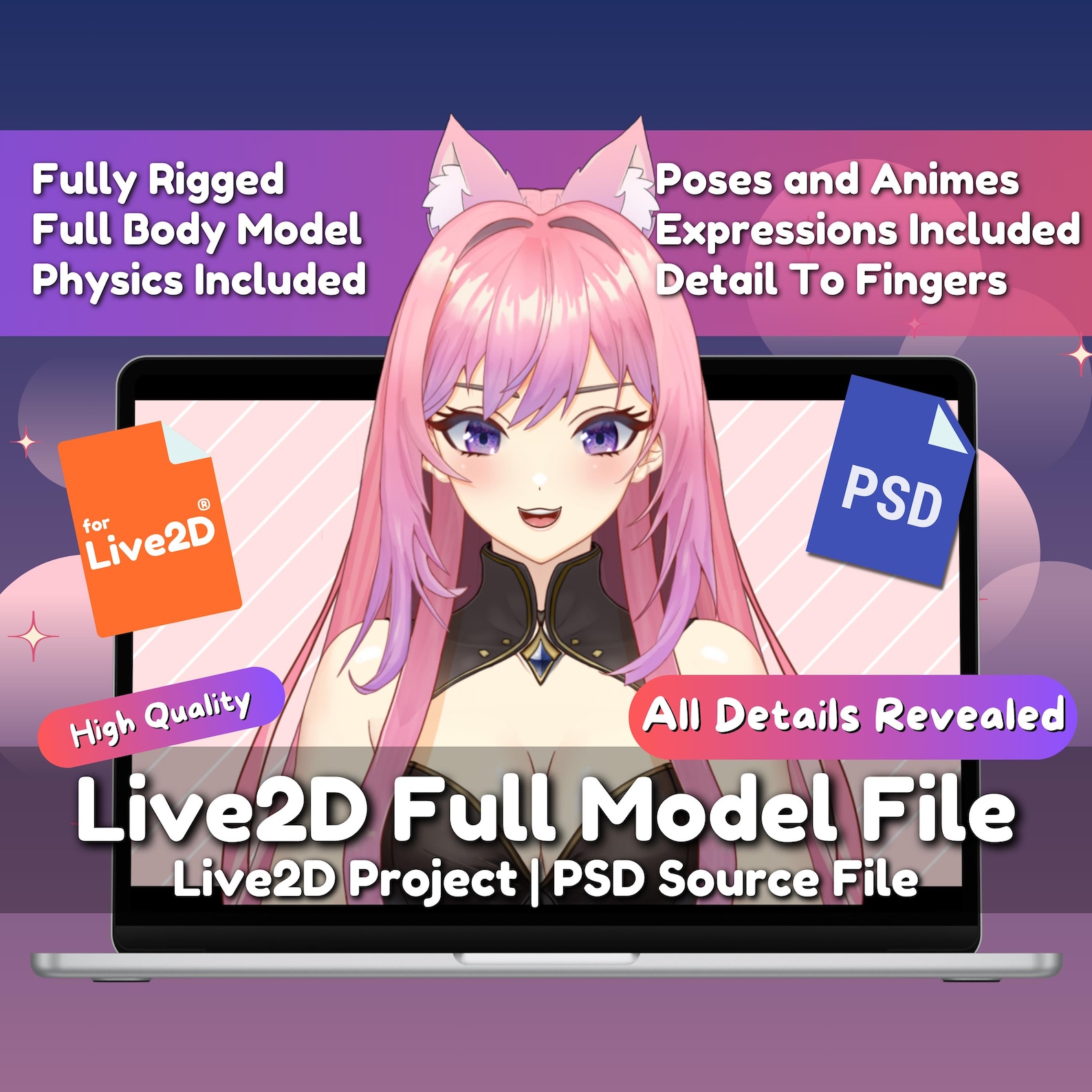 Live2d Vtuber Full Model File, Live2d® Project, Vtuber PSD File, Vtuber ...