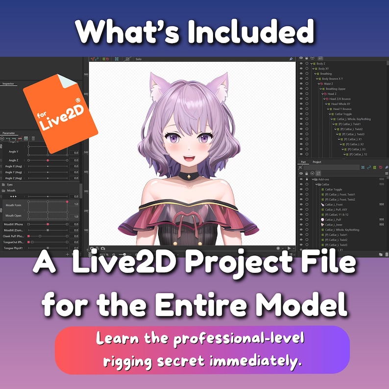 Live2d Full Vtuber Model File, Live2d® Project, Vtuber PSD File, Vtuber ...