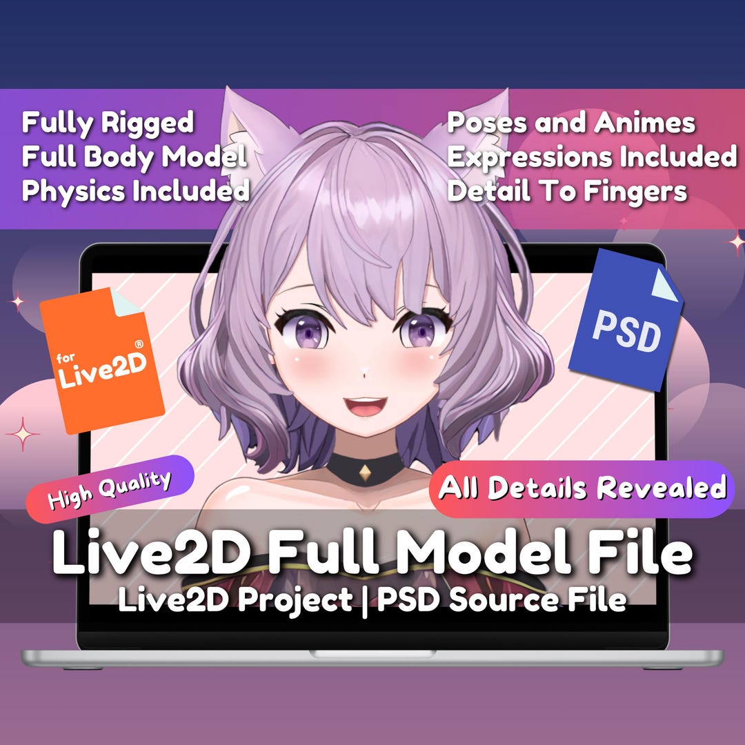 Live2d Full Vtuber Model File, Live2d® Project, Vtuber PSD File, Vtuber ...