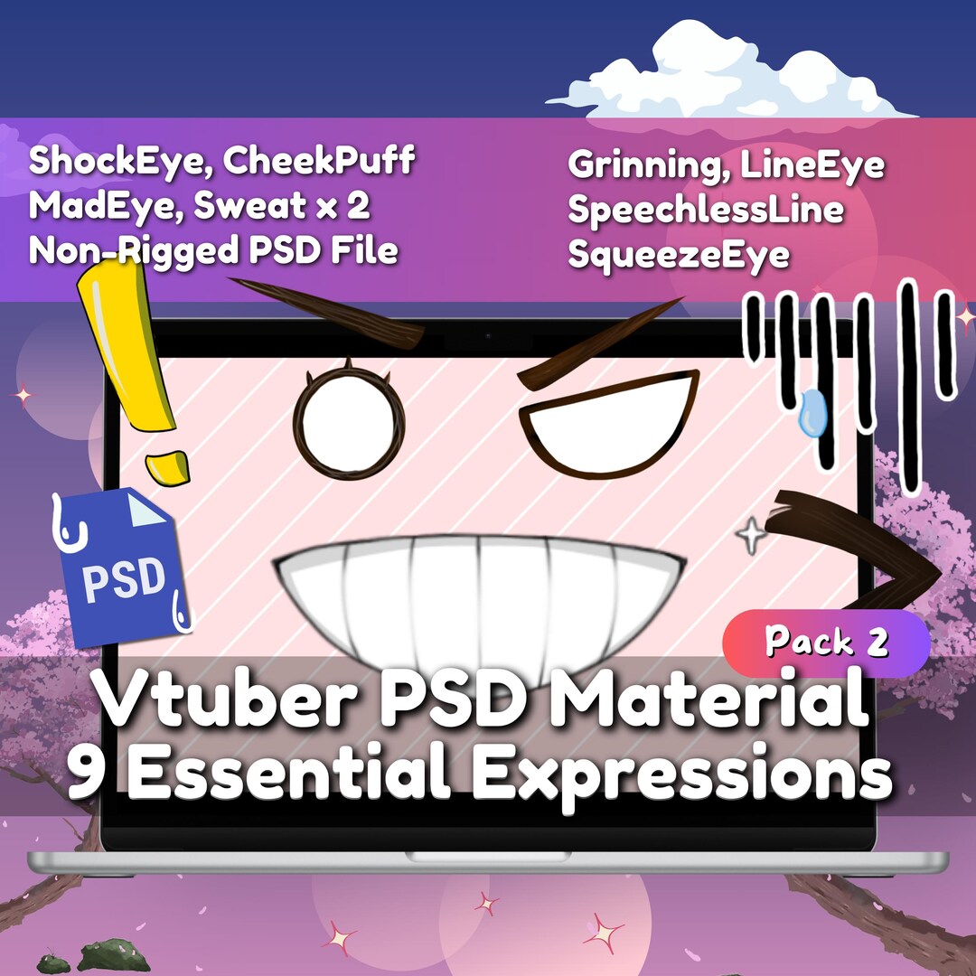 Vtuber Expressions PSD, Vtuber PSD File, Unrigged Psd File, Vtuber ...