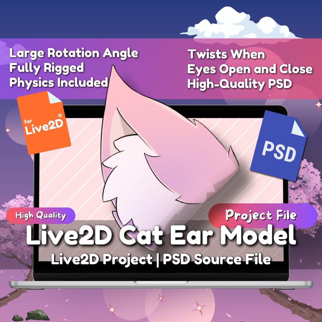 Vtuber Asset Ears, Live2d® Asset, Vtuber PSD Model, Live2d Project ...