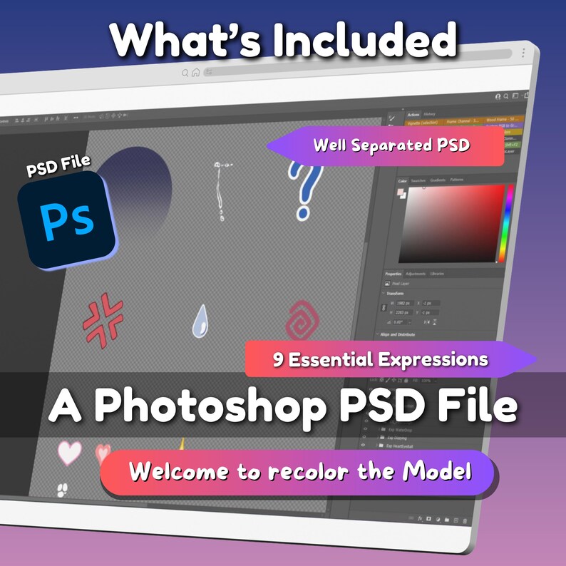 Vtuber Expressions PSD, Vtuber PSD File, UnRigged Psd File, Vtuber ...