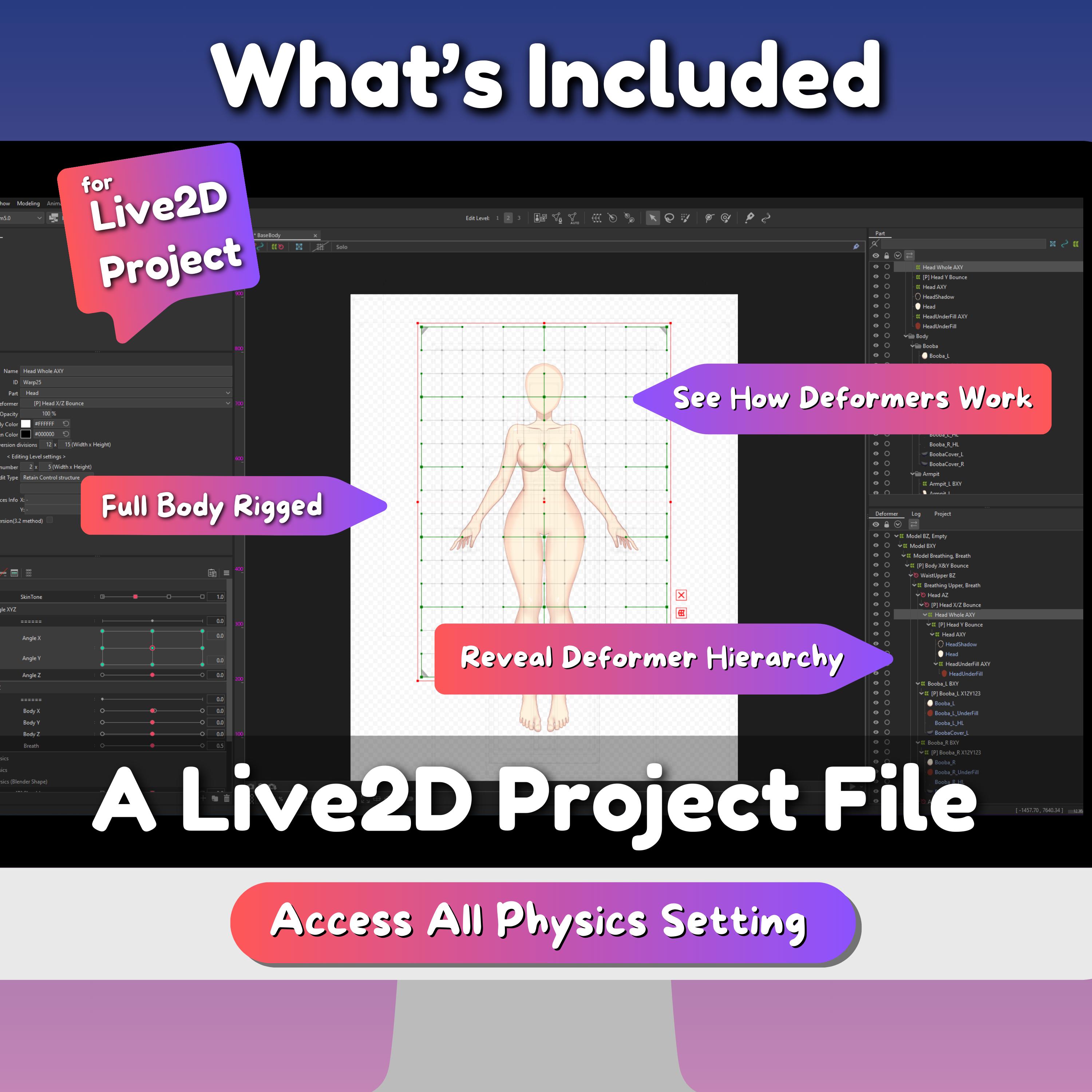 Vtuber Model Body Base, Live2d®, Vtuber PSD Model, Live2d Project ...