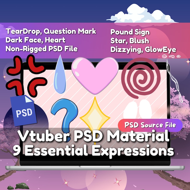 Vtuber Expressions PSD, Vtuber PSD File, Unrigged Psd File, Vtuber Assets, Vtuber Model, Vtuber ...