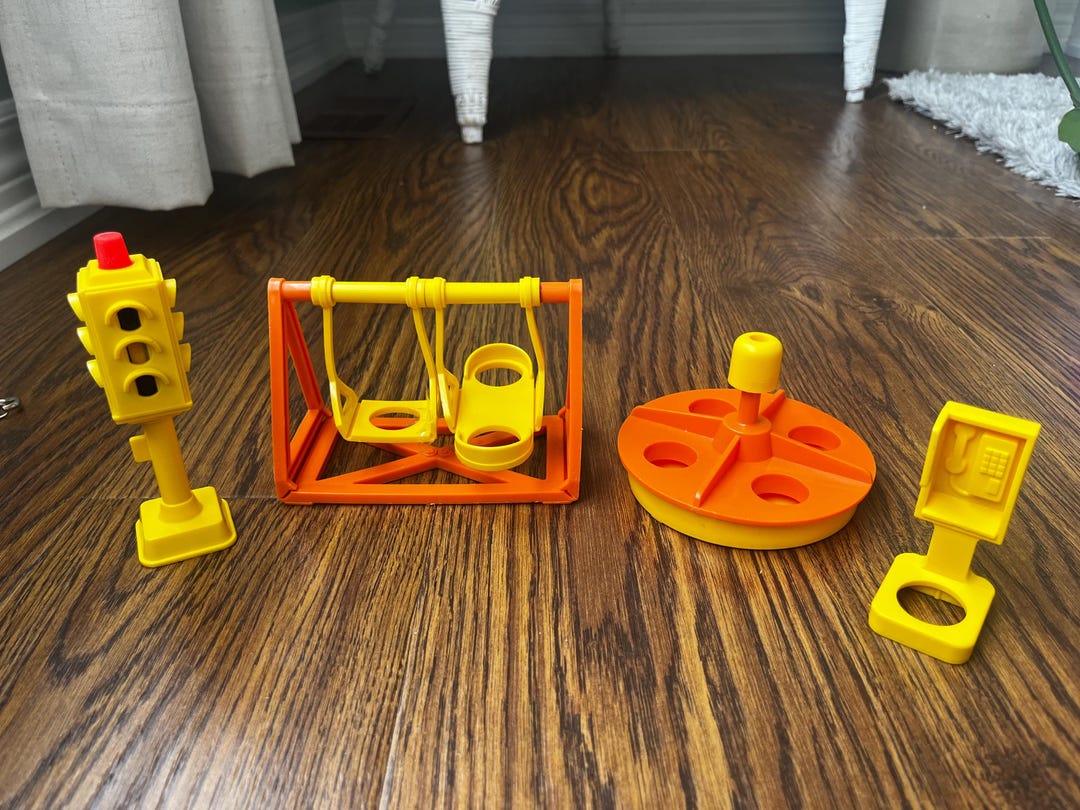 Vintage Fisher Price Pretend Play Little People Swing and Merry Go ...