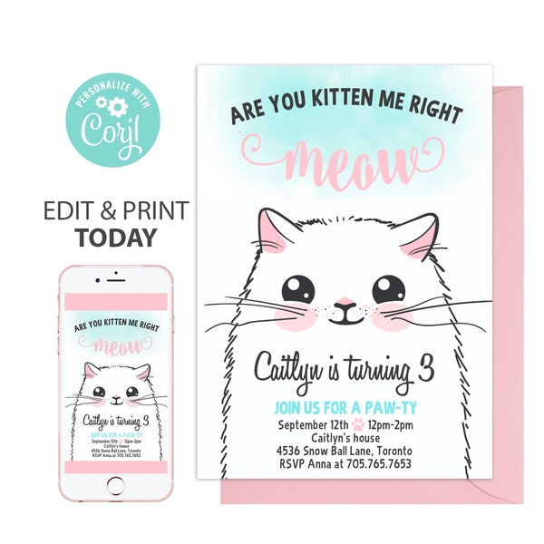 Cat Invitation - Etsy
