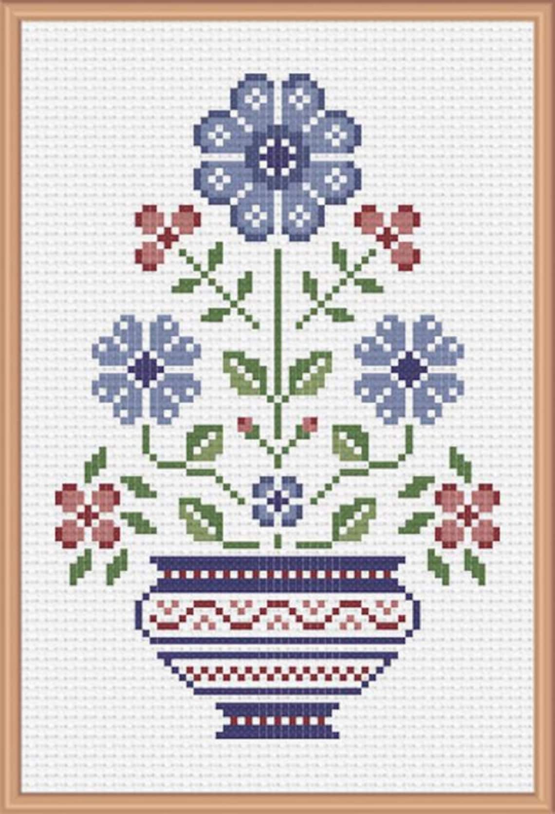Cornflower Arrangement Cross Stitch Pattern - Etsy