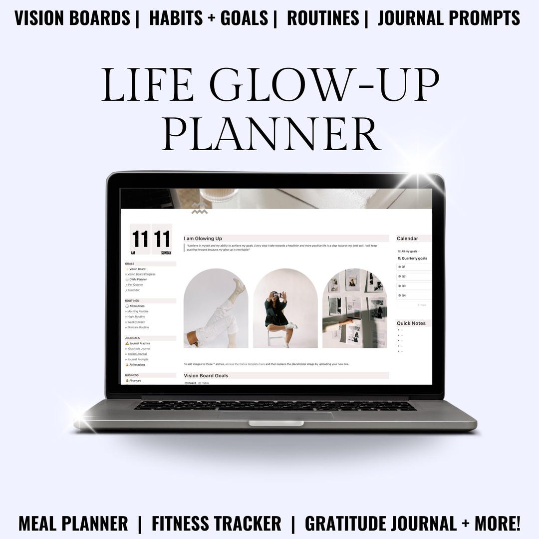 Ultimate Life Glow up Planner Digital Planner Goals Vision Board ...