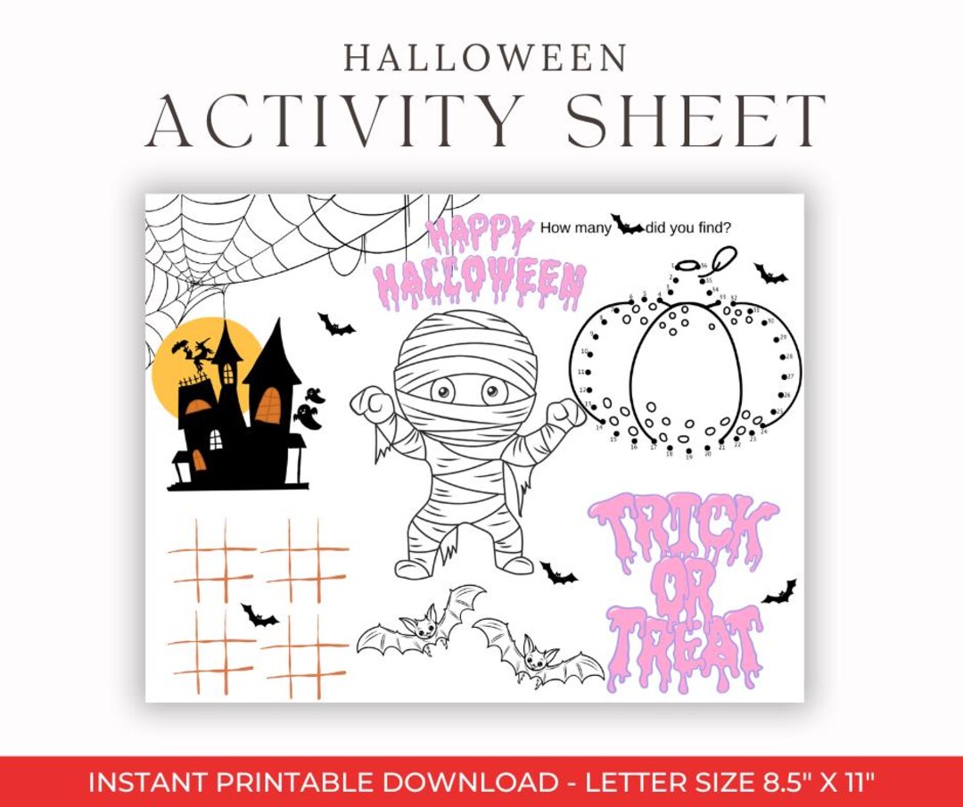 Halloween Activity Sheet, Activity Sheets for Kids, Activity Sheets for ...