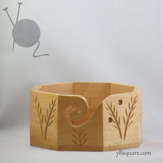 Beech Wood Octagonal Yarn Bowl - Etsy