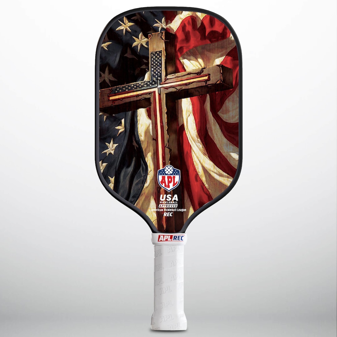 American Flag and Cross Design APL Pro Pickleball Paddle | Carbon Fiber ...