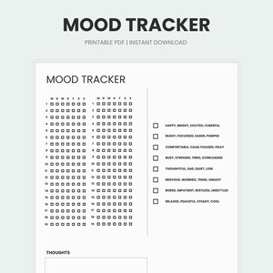 Mood Tracker Printable, Mood Journal, Mood Tracker Chart, Wellness ...