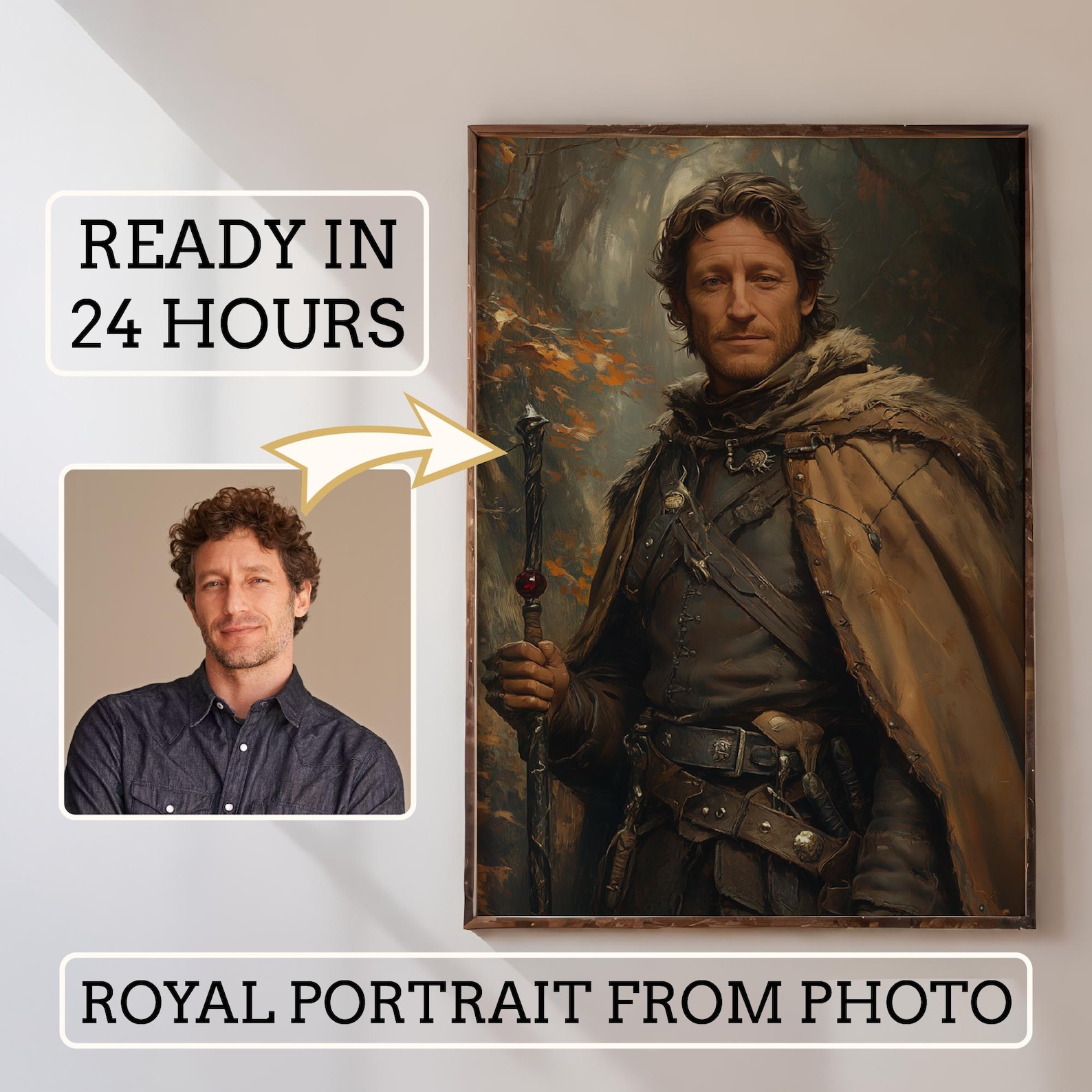 Custom King Portrait From Photo, Personalized Royal Portrait ...