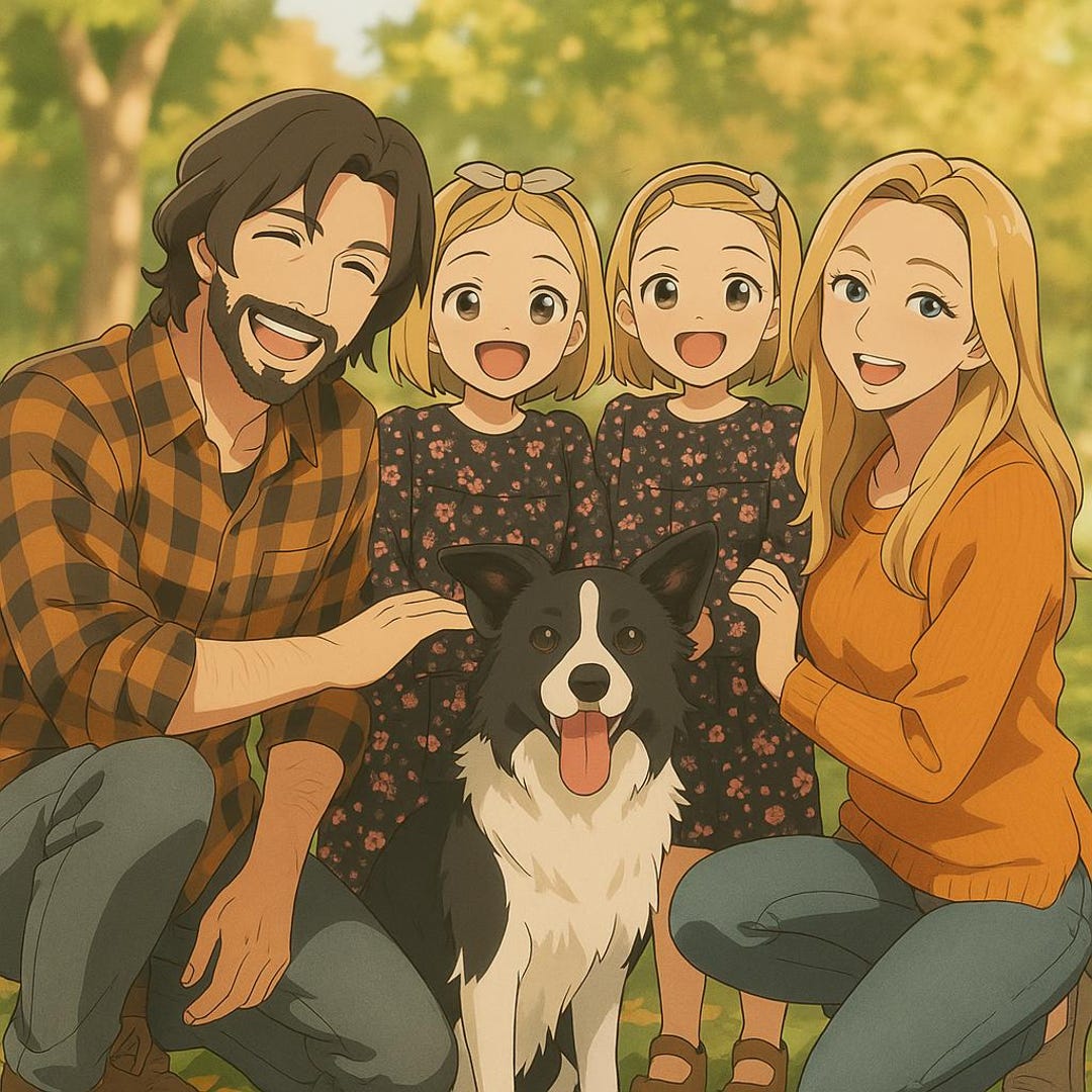 Custom Anime Family Portrait,manga Drawing Digital Commission, Pet ...