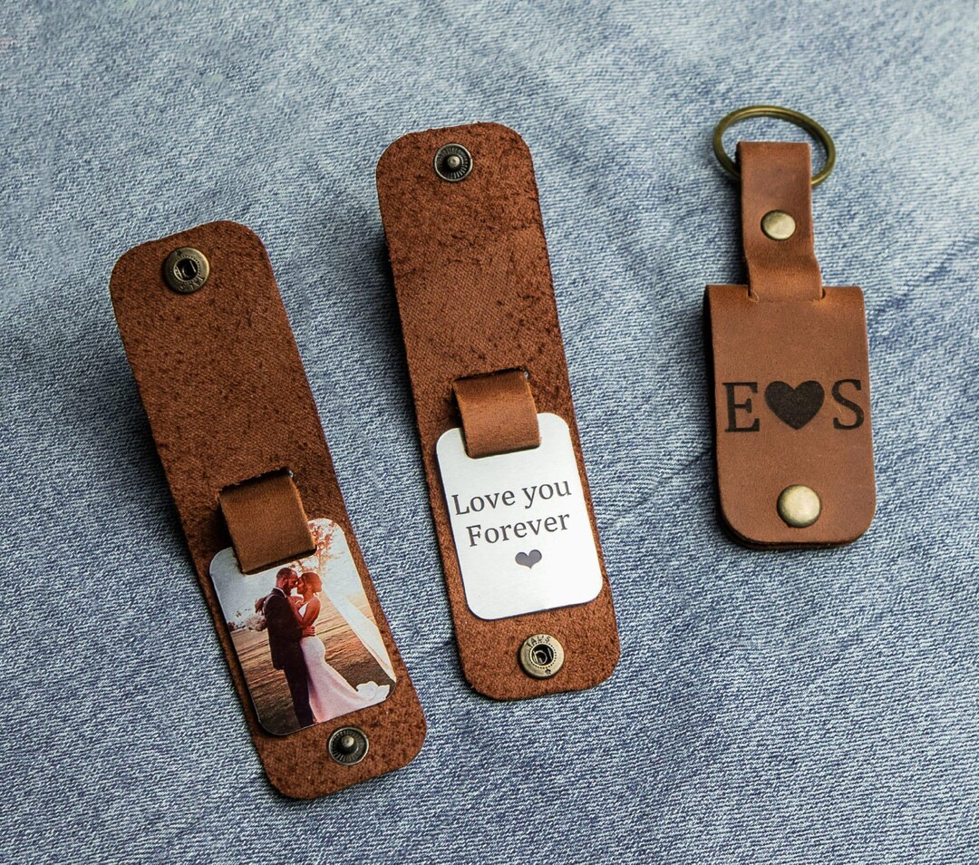 Personalized Men's Leather Keychain, Gift for Husband, Anniversary ...