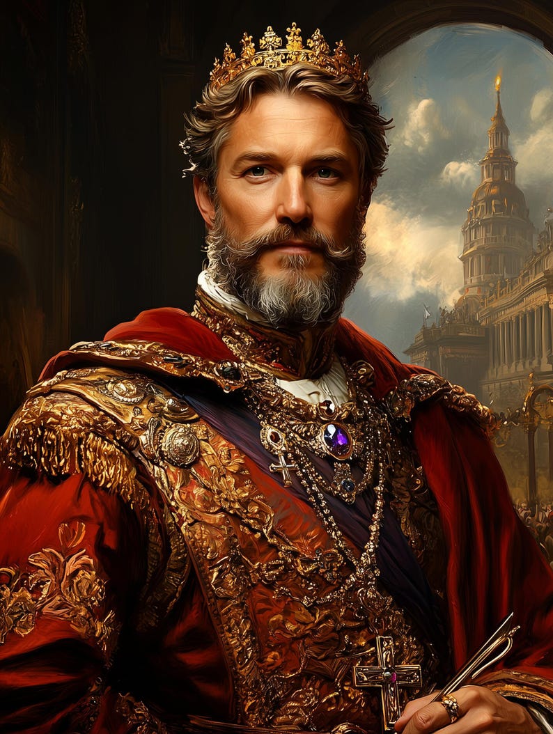 Custom King Portrait From Photo, Personalized Royal Portrait ...