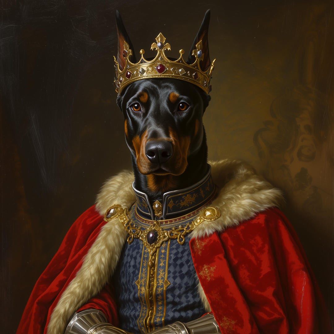 Custom Doberman Royal Portrait – Personalized Pet Renaissance Painting ...