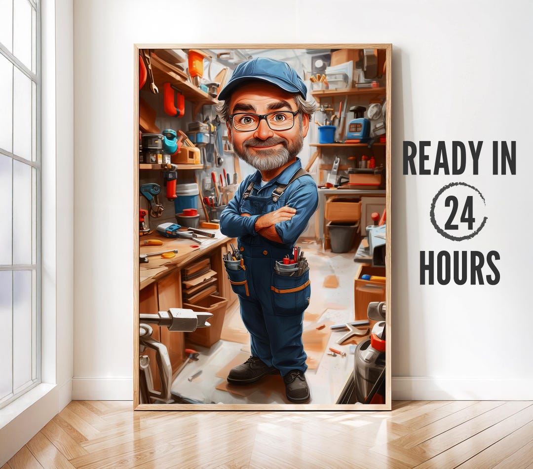 Handyman Caricature Drawing From Photo Carpenter Caricature ...