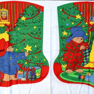 2 Vintage Paddington Bear Stockings Fabric Christmas Cut and Sew Panel ...