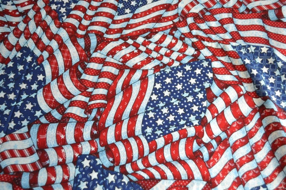 Craft Supplies & Tools Cotton By the Half Yard American Flags Stars and ...