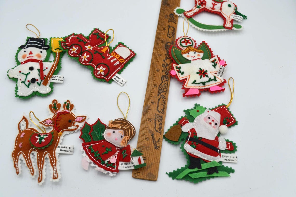 Vintage Felt Christmas Ornaments - Kurt Adler Collection of 7 - Etsy