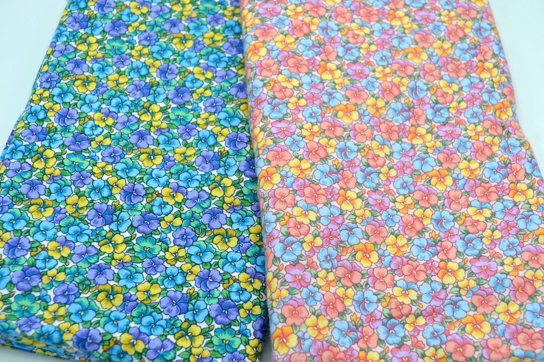 Vintage Fabric - Small Pansy Flowers - CHOOSE Color - Classic Cottons ...