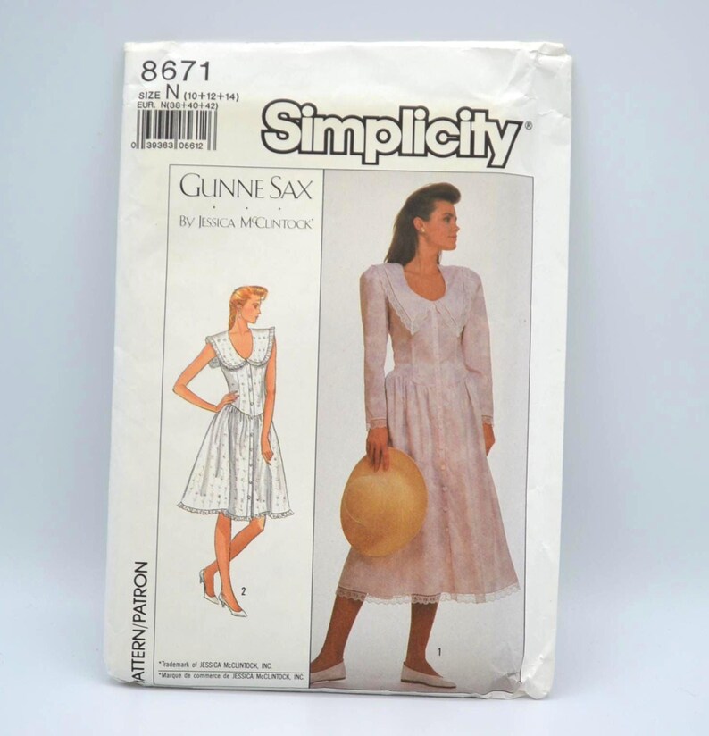 Vintage Simplicity Sewing Pattern - Gunne Sax Dress Jessica Mcclintock ...