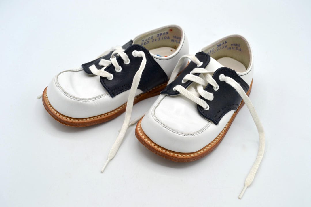 Vintage Stride Rite Toddler Shoes - Blue and White Oxford Saddle 7 1/2 ...