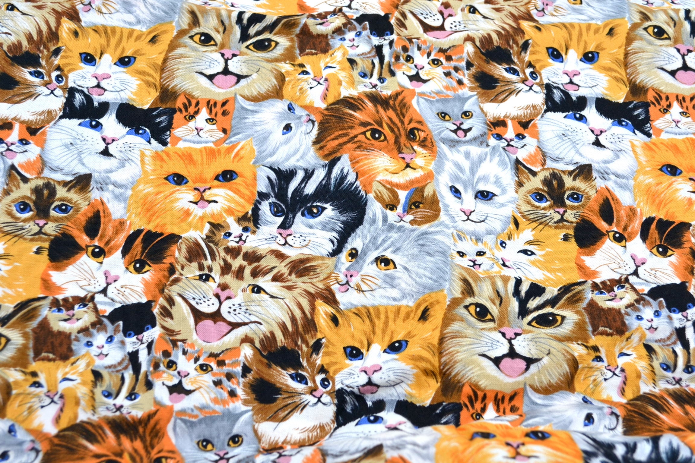 Vintage Cat Print Fabric