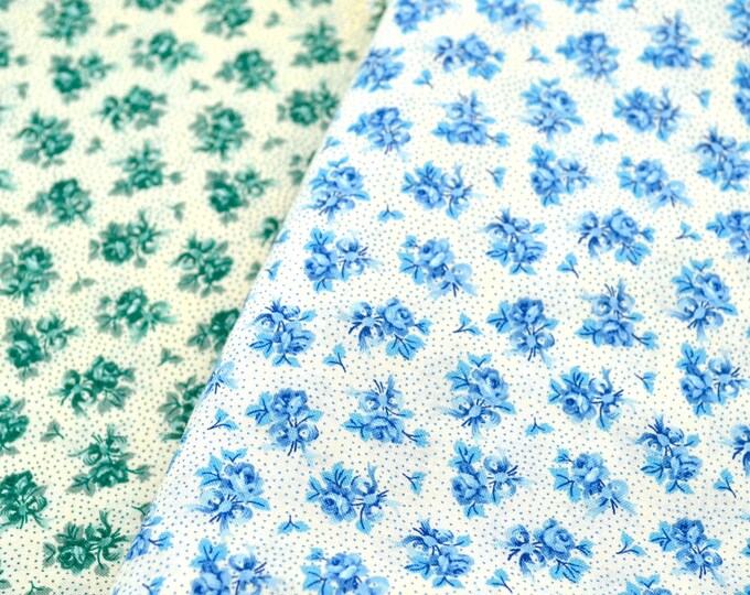 Vintage Cranston VIP Fabric - Petite Rose Bouquets and Micro Polkadots ...