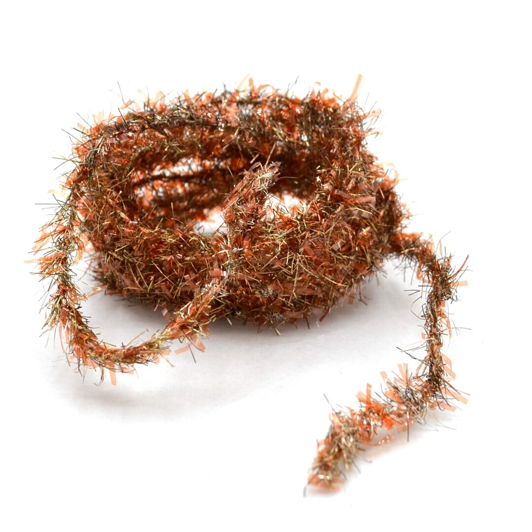 Antique Wired Metal Tinsel Garland - Aged Gold With Orange Cellophane ...